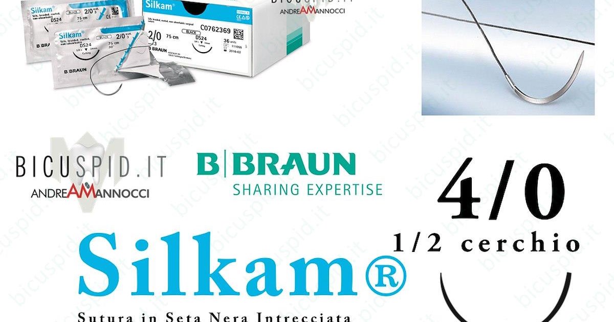 Silkam Nero 4/0 - 1/2 Cerchio - Sutura in Seta Naturale, non ...