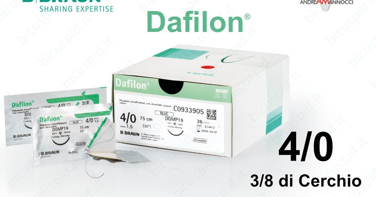Dafilon 4/0 - 3/8 di Cerchio - Suture Chirurgiche Monofilamento non ...